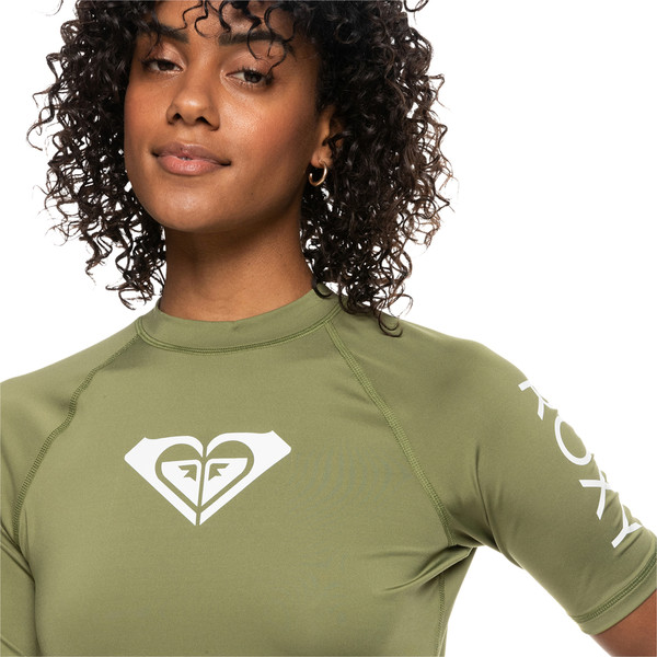 2023 Roxy Womens Whole Hearted Short Sleeve Rash Vest ERJWR03548 - Loden Green - | Wetsuit Outlet